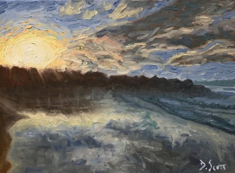 Step By Step Free Oil Painting Lesson - Noosa At Sunset