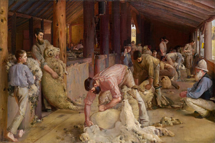 A Closer Look at Shearing the Rams by Tom Roberts